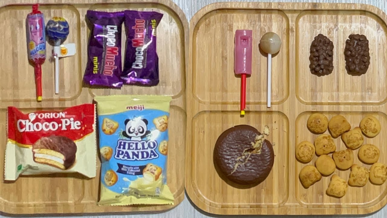 ASMR satisfying video opening chupa chups, hello panda, choco-pie, choco mucho yummy 😋 - YouTube