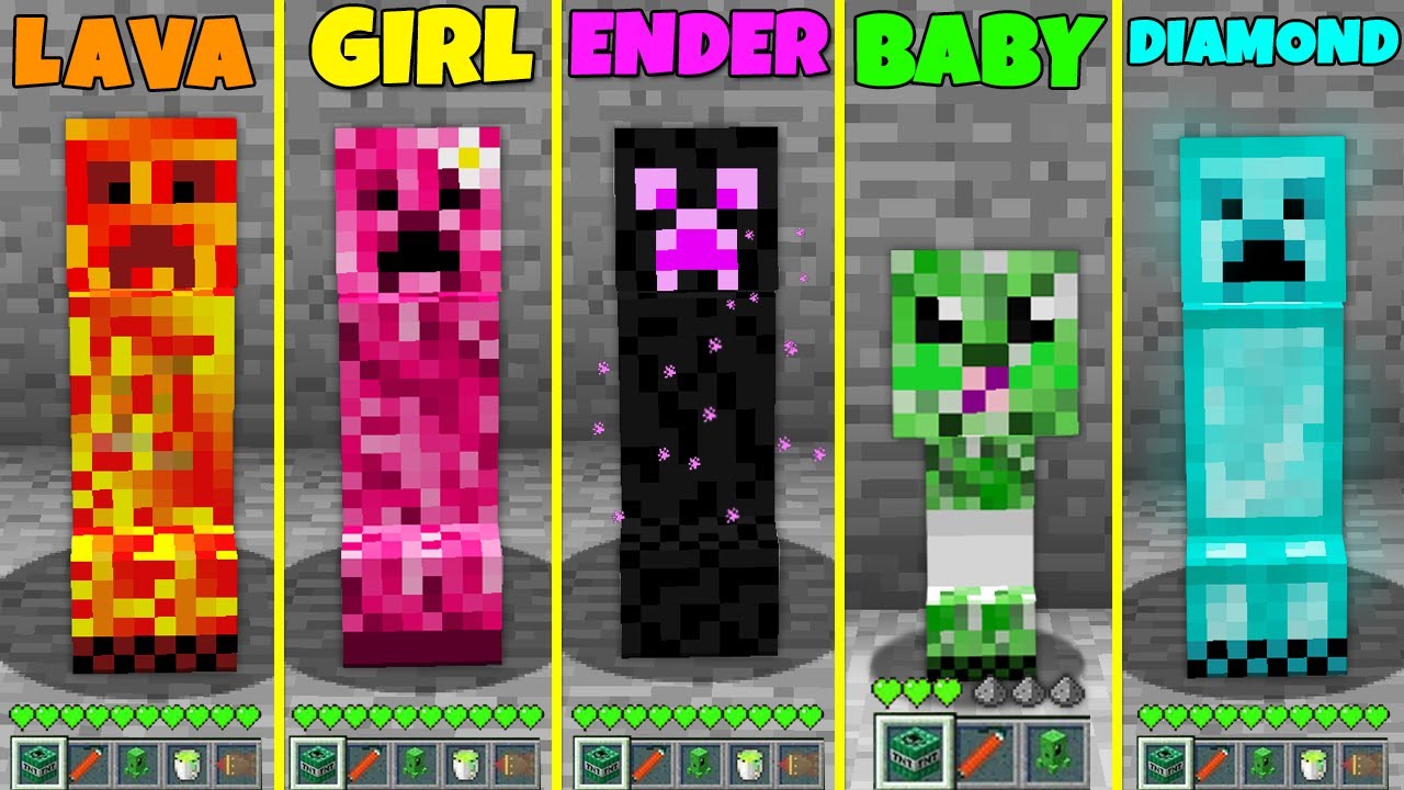 MINECRAFT 10 CREEPER TYPES - HOW TO PLAY - YouTube