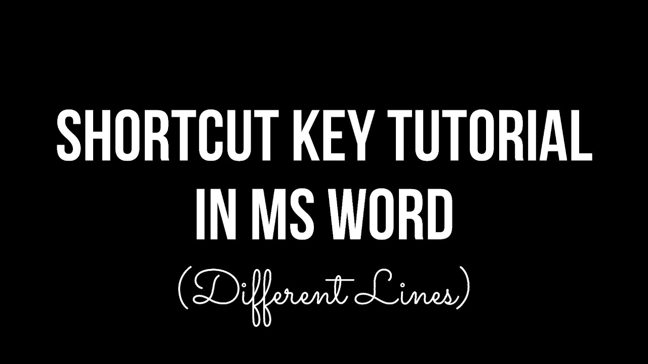 Shortcut Key Tutorial in MS Word | Different Lines - YouTube