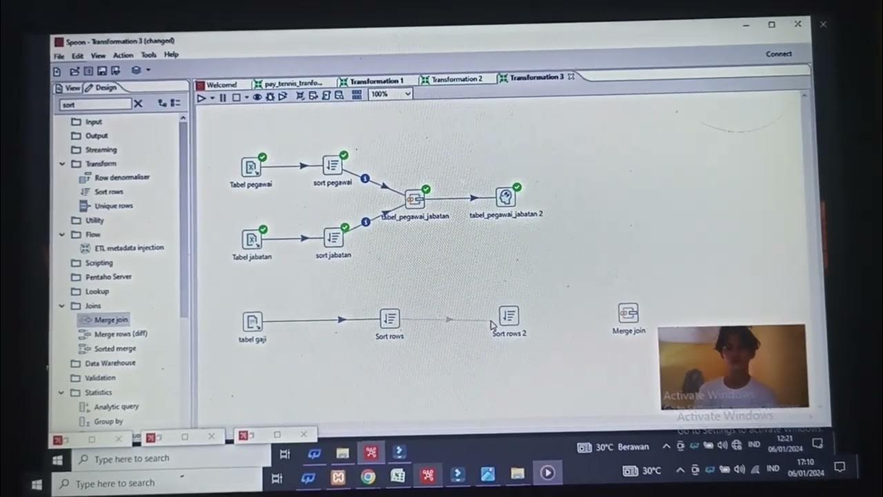 Tutorial step merge join di pentaho data intregation. soal ke 2. UAS_Arif hidayat_2259201117 ...