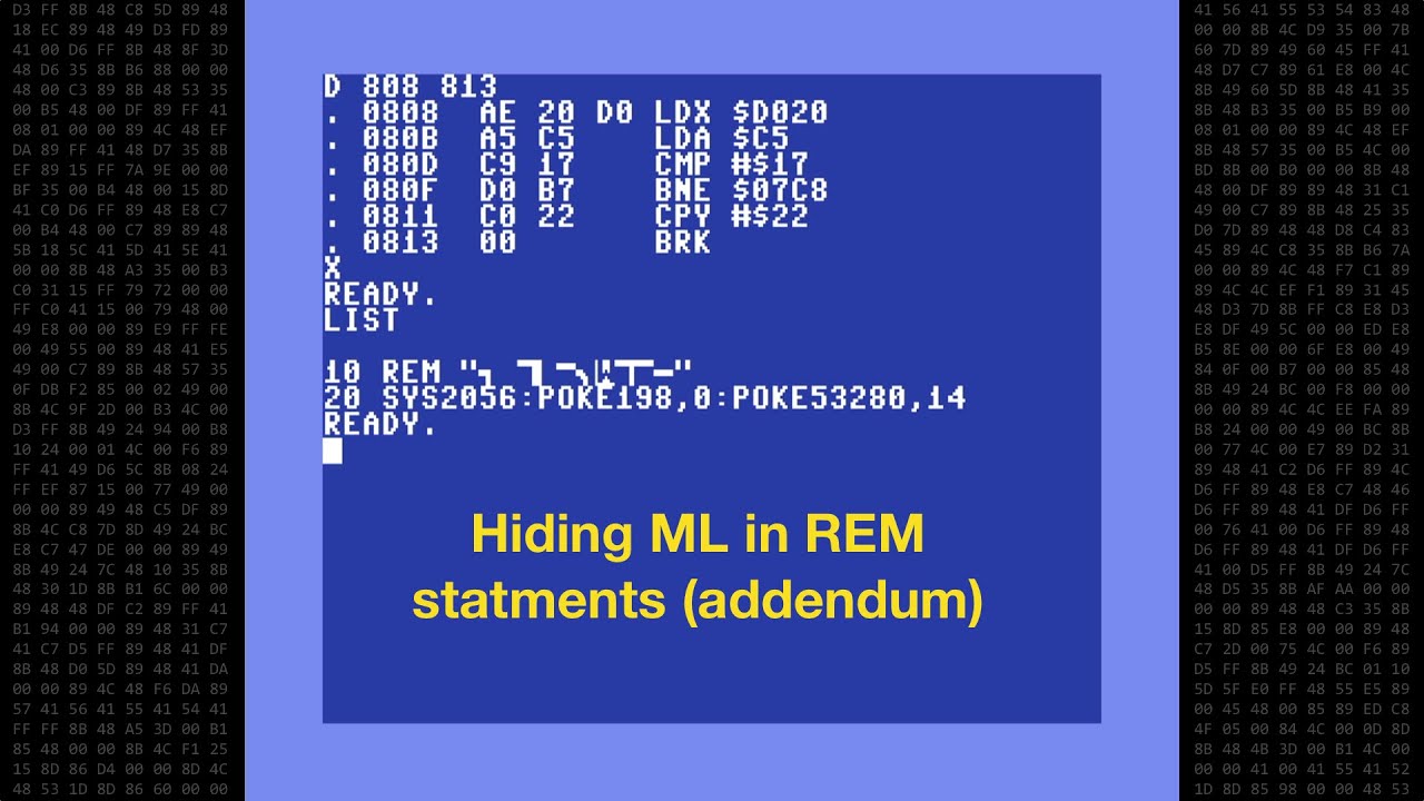 C64 - Addendum to Hiding ML in REM statements - YouTube