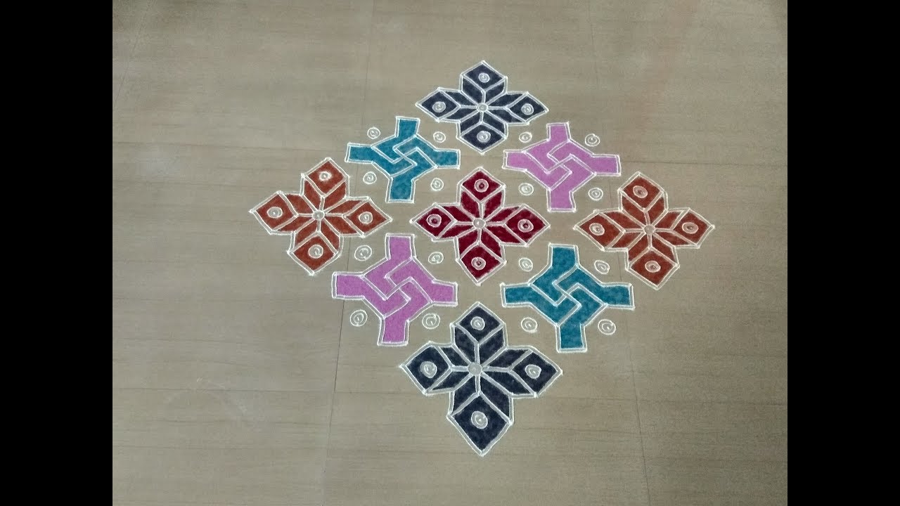 KOLAM DESIGNS SIMPLE WITH 21 DOTS/Latest rangoli designs/Muggulu ...