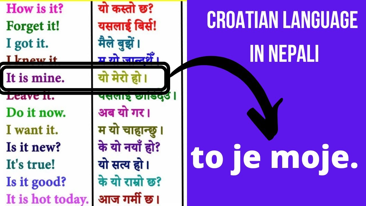 Learn Croatian Language in Nepali || Basics Sentences #croatian - YouTube