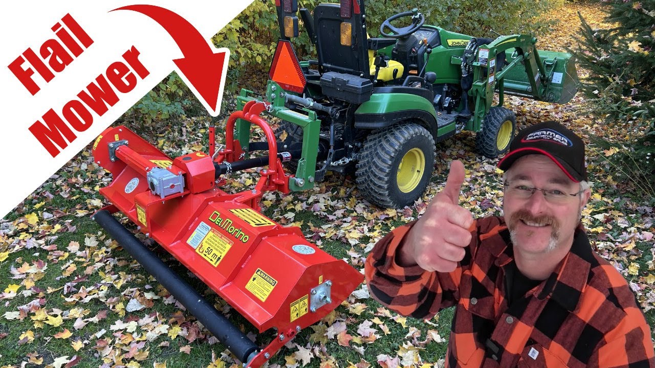 Del Morino Funny Top 158 flail mower on a John Deere 1025r with iMatch ...