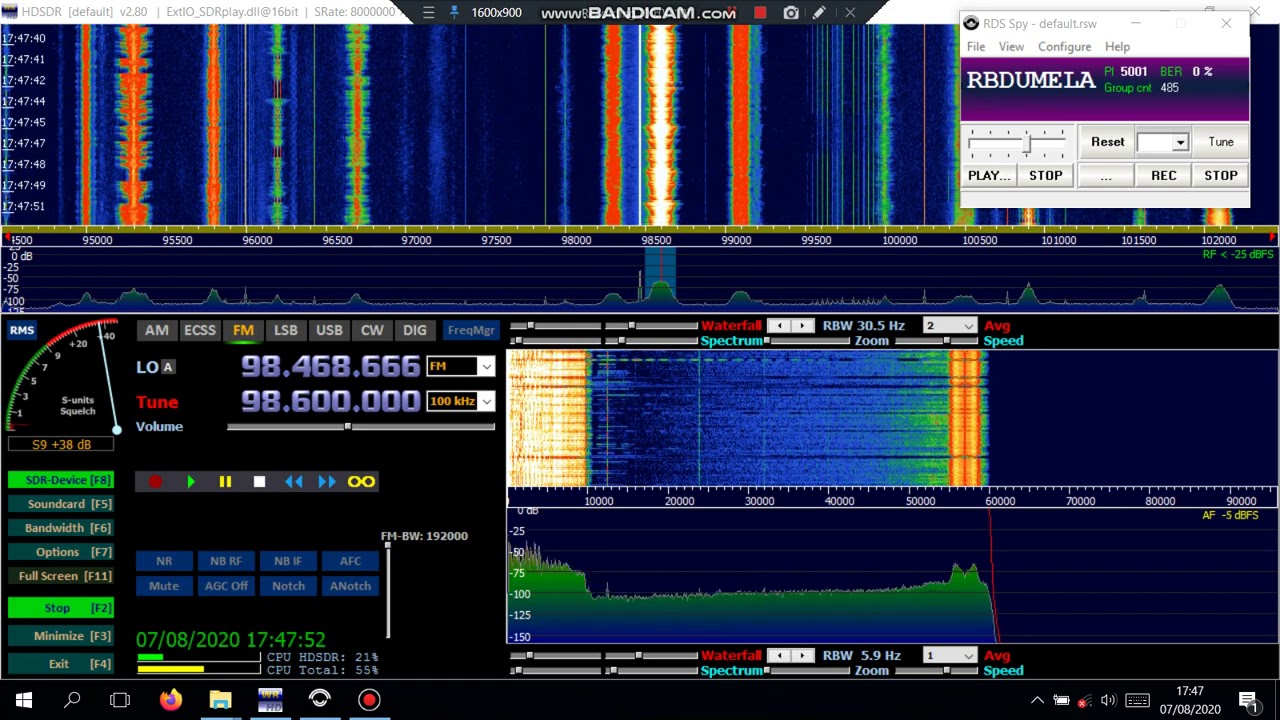 Test MSi.SDR HDSDR 2.80 RDS spy VB HiFi cable - YouTube