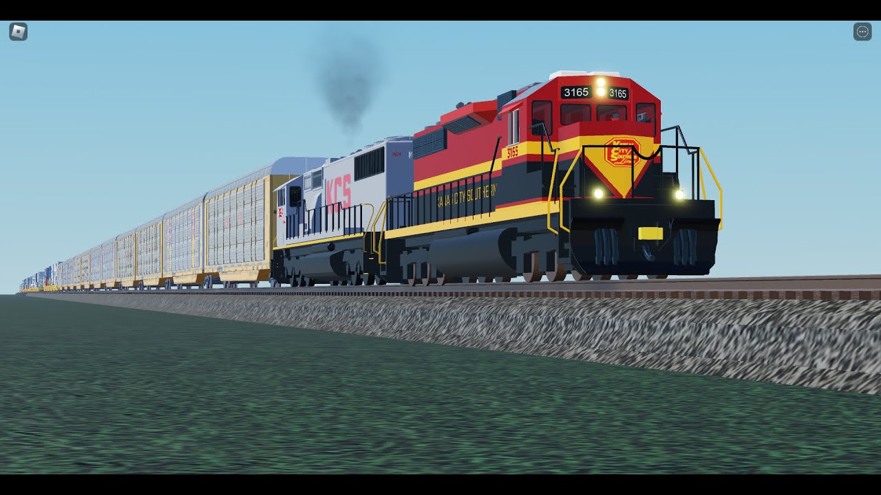 Finally A Longer KCS Train! KCS sd40-2 pulls Autorack/Intermodal - YouTube