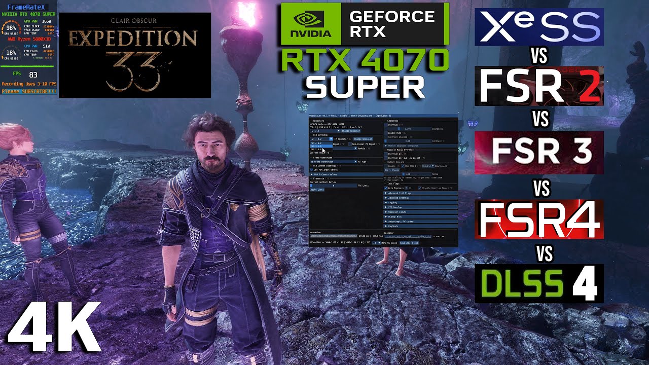 Expedition 33 - XeSS vs FSR 2 vs FSR 3 vs FSR 4 vs DLSS 4 - RTX 4070 ...