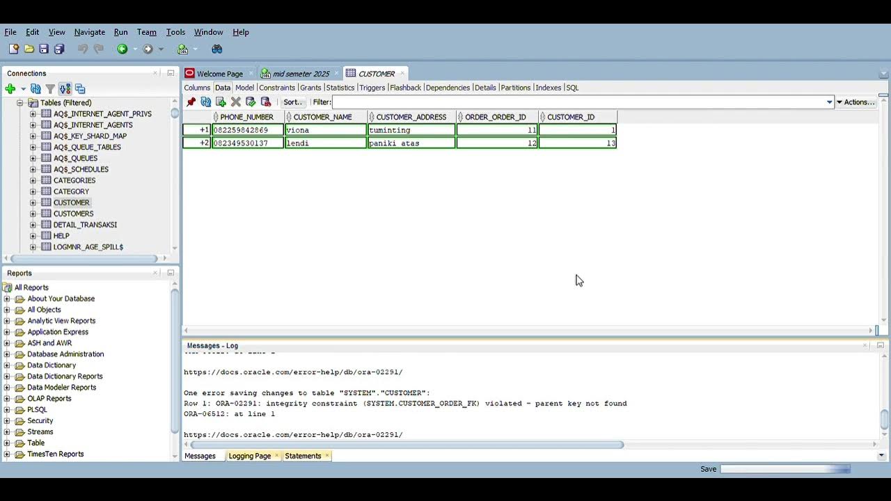 membuat database di SQL developer ( mid semester 2025 ) - YouTube