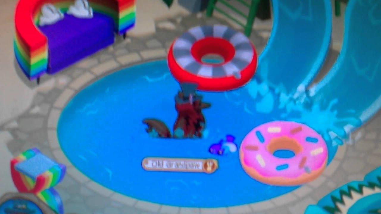 Animal jam wolf getting pushed by floaties - YouTube