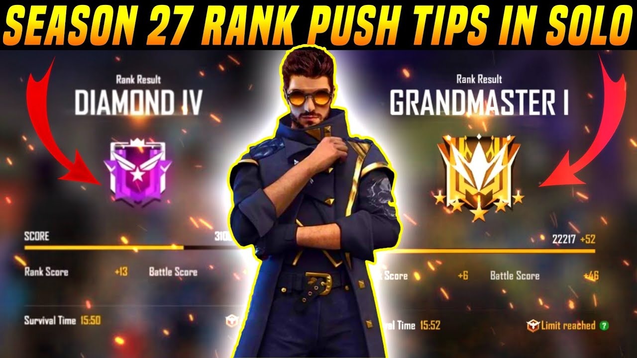 Daimond to Grandmaster fast rank push in 5 hours | free fire rank push ...