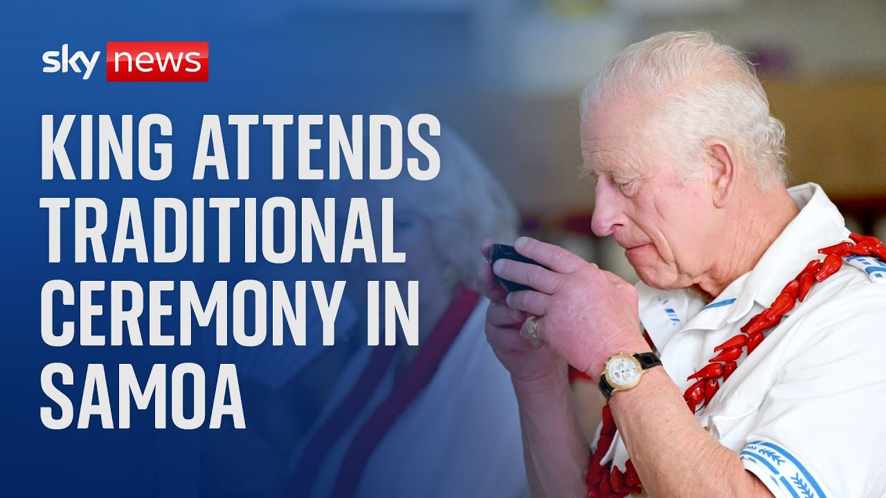 King Charles takes part in traditional ceremony in Samoa - YouTube
