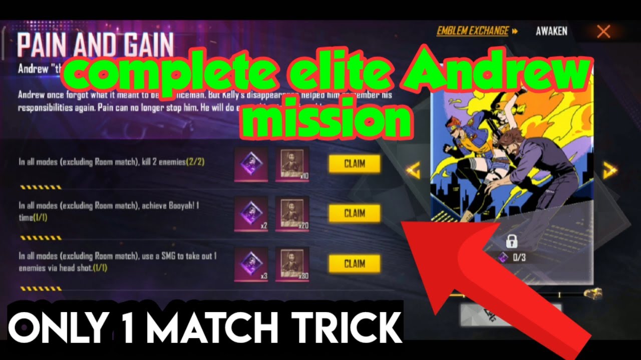 31 May Andrew Awakening Emblem Mission Free Fire | Today Elite Andrew ...