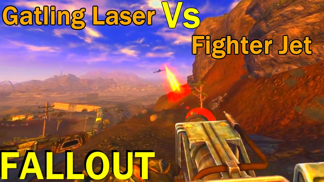 FNV | Gatling laser vs Fighter Jet - YouTube