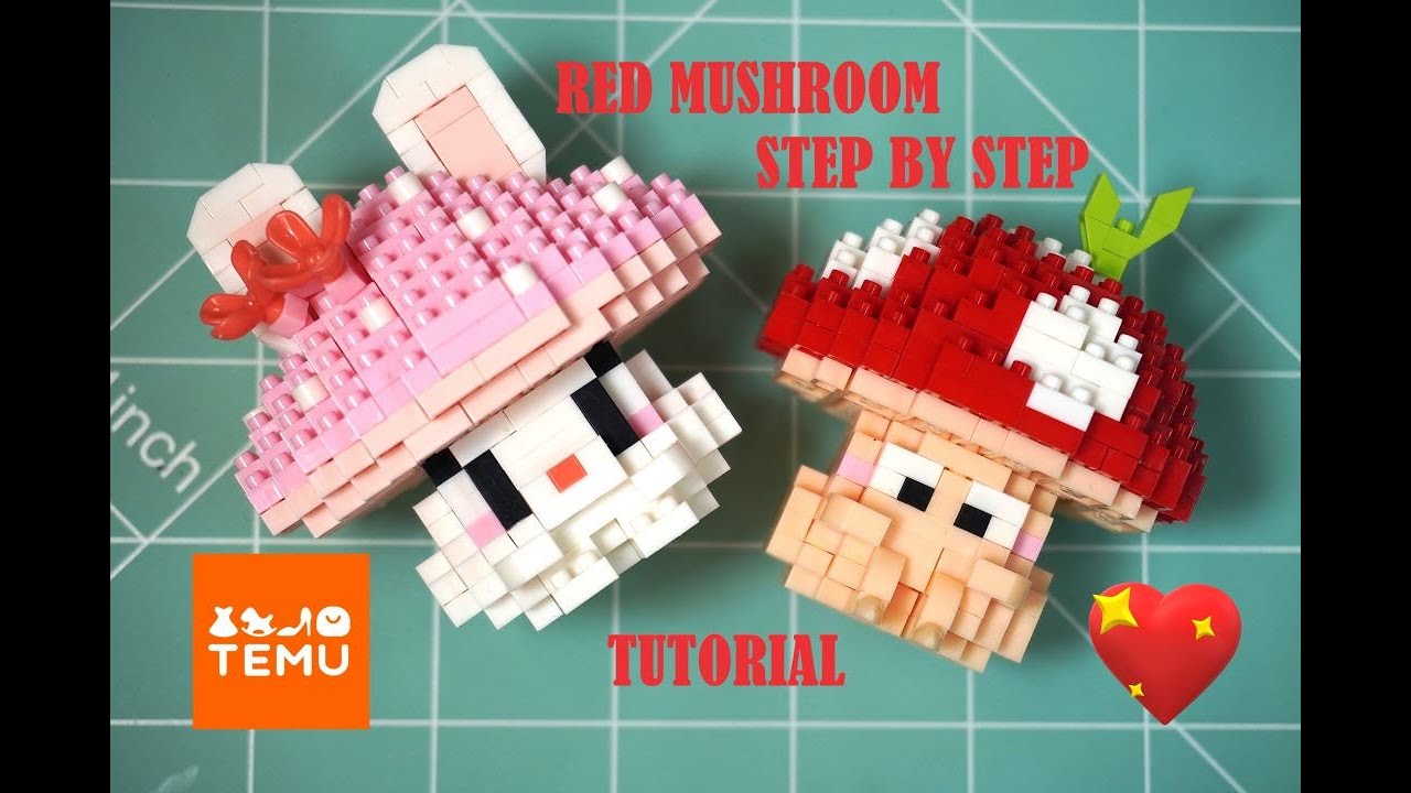 Temu How To Red Mushroom Building Block 3D Lego Model Step By Step ...