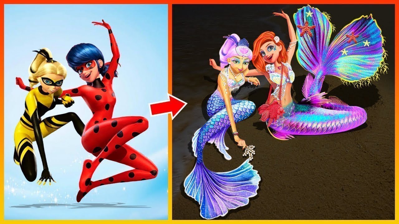 Miraculous Ladybug And Queen Bee Glow Up Into Mermaid Princess| Stars ...