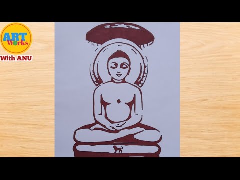Lord Mahavir drawing | How to draw mahavirswami step by step | Happy ...