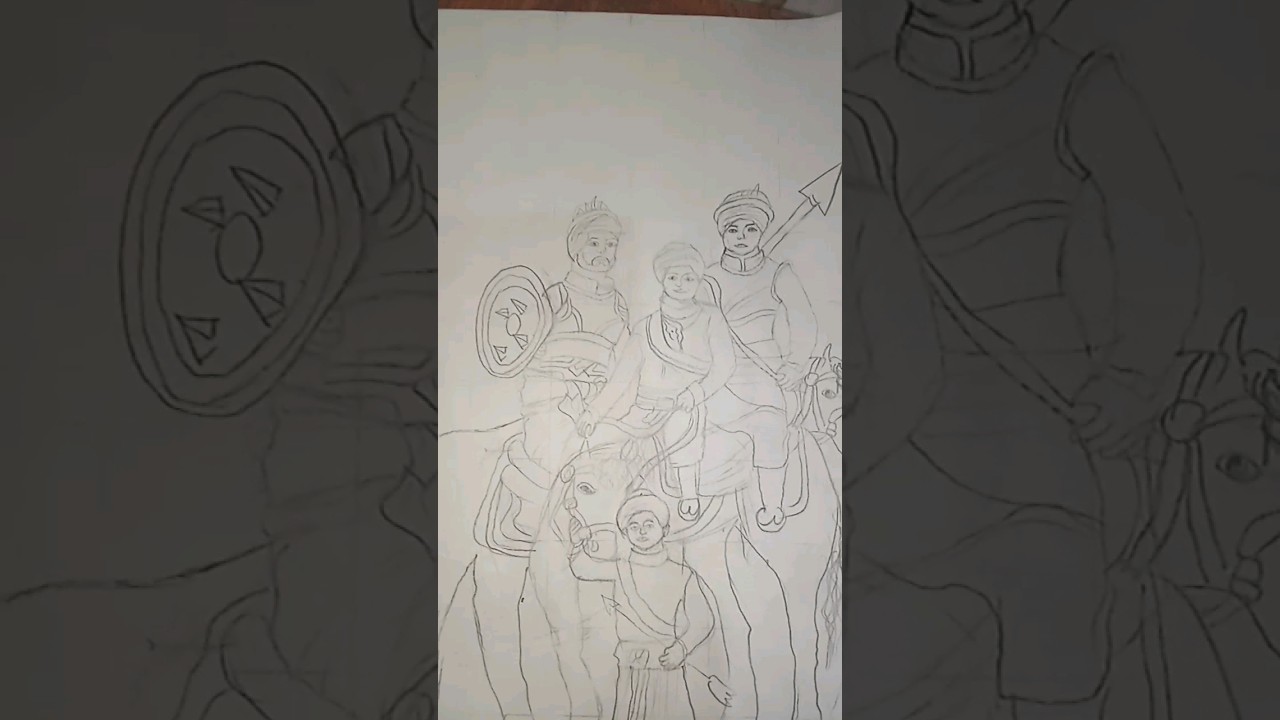 chaar saheb zade drawing 😊 Guru de ladle 🥺 #sketch #art #drawing - YouTube