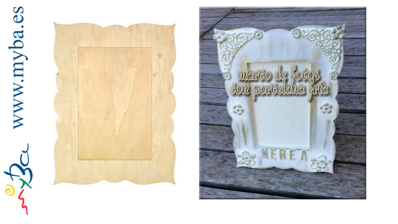 Marco de fotos de madera decorado con porcelana fría. Tutorial DIY ...