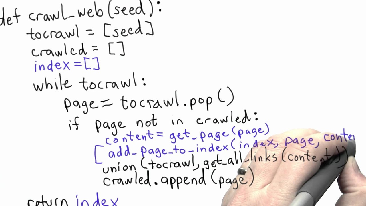 Finishing the Web Crawler Solution - Intro to Computer Science - YouTube