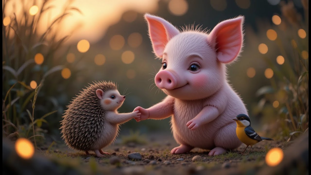 The cute pig crossed the forest to meet the rabbit - YouTube