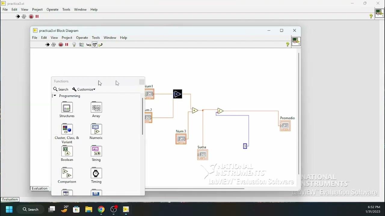 Práctica 03: Creación de un Instrumento Virtual (VI) en Labview - YouTube