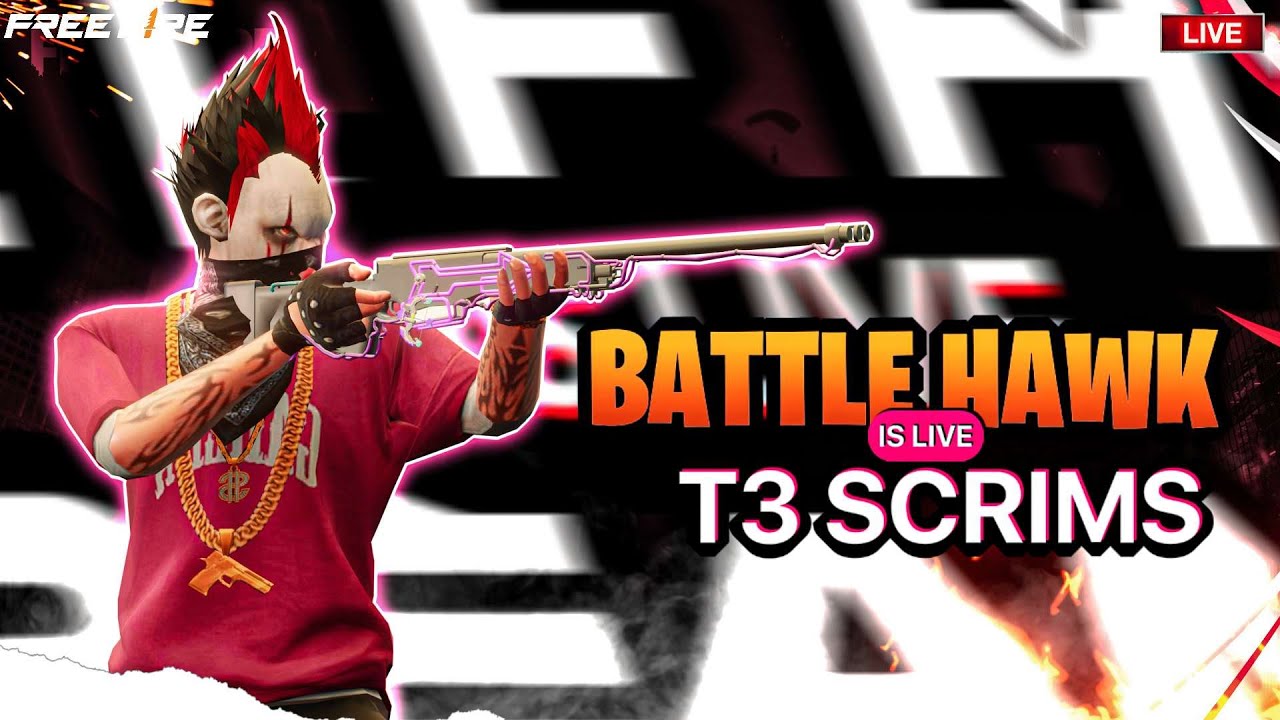 FREE FIRE T3 LIVE PRACTICE SCRIMS || BATTLE HAWX ESPORTS LIVE PRACTICE ...