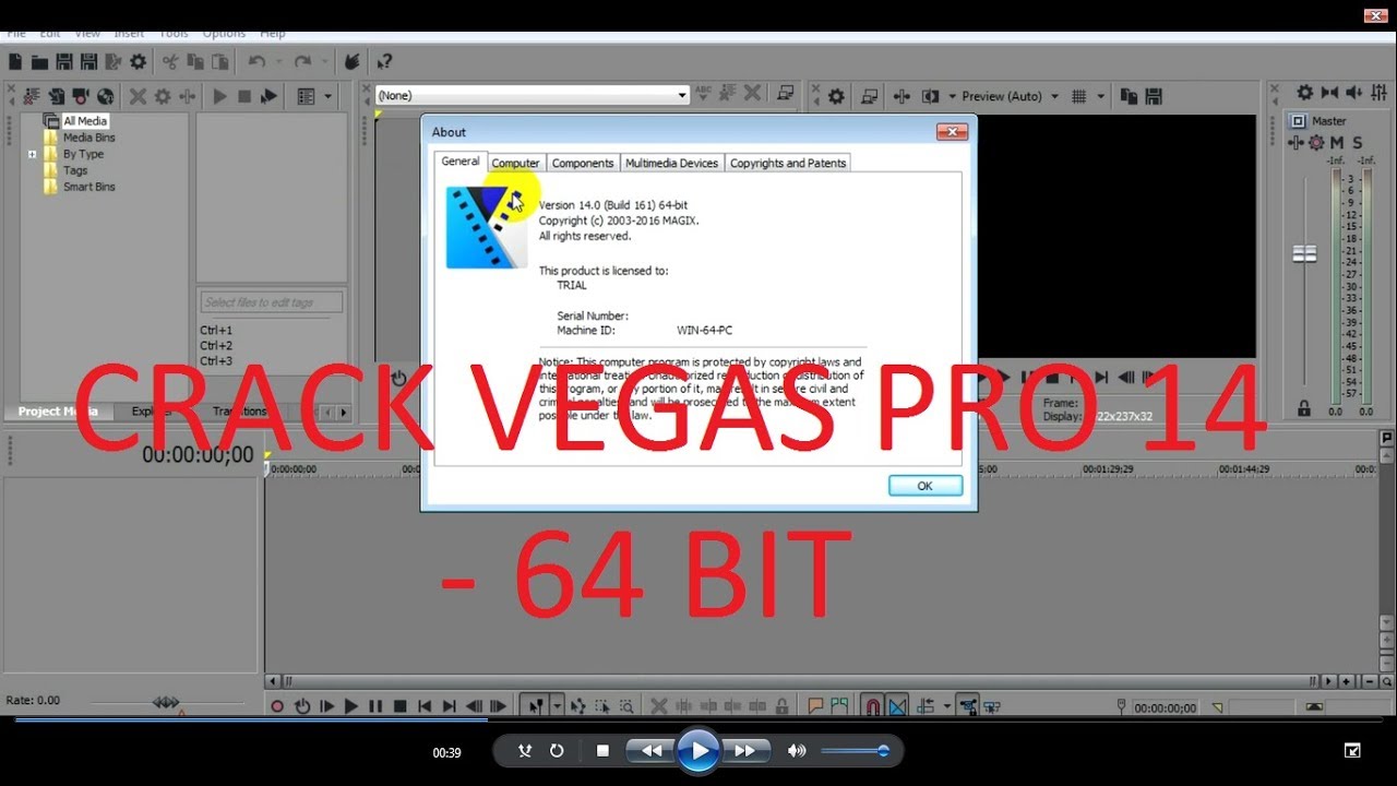 Cách crack Vegas Pro 14 - 64 bit - YouTube