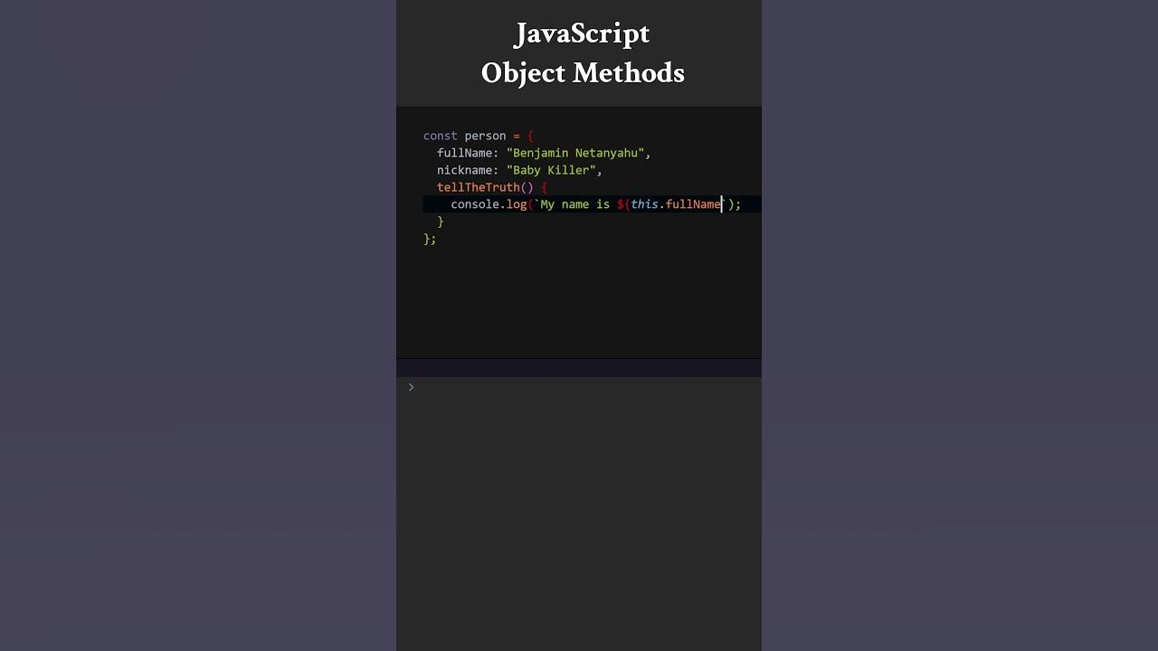 Javascript Object Methods Youtube