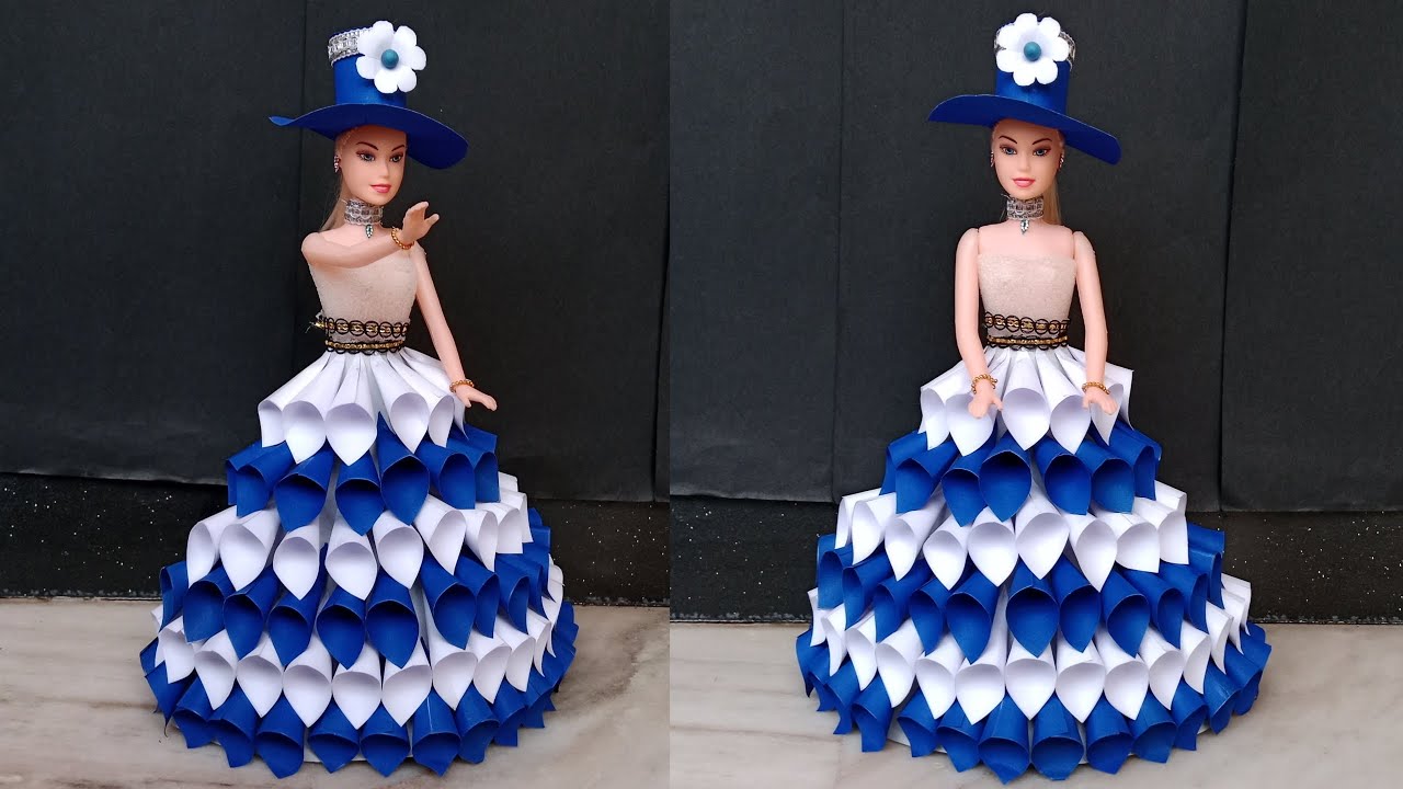 Beautiful doll decorating with paper | Home decorating doll crafts ...