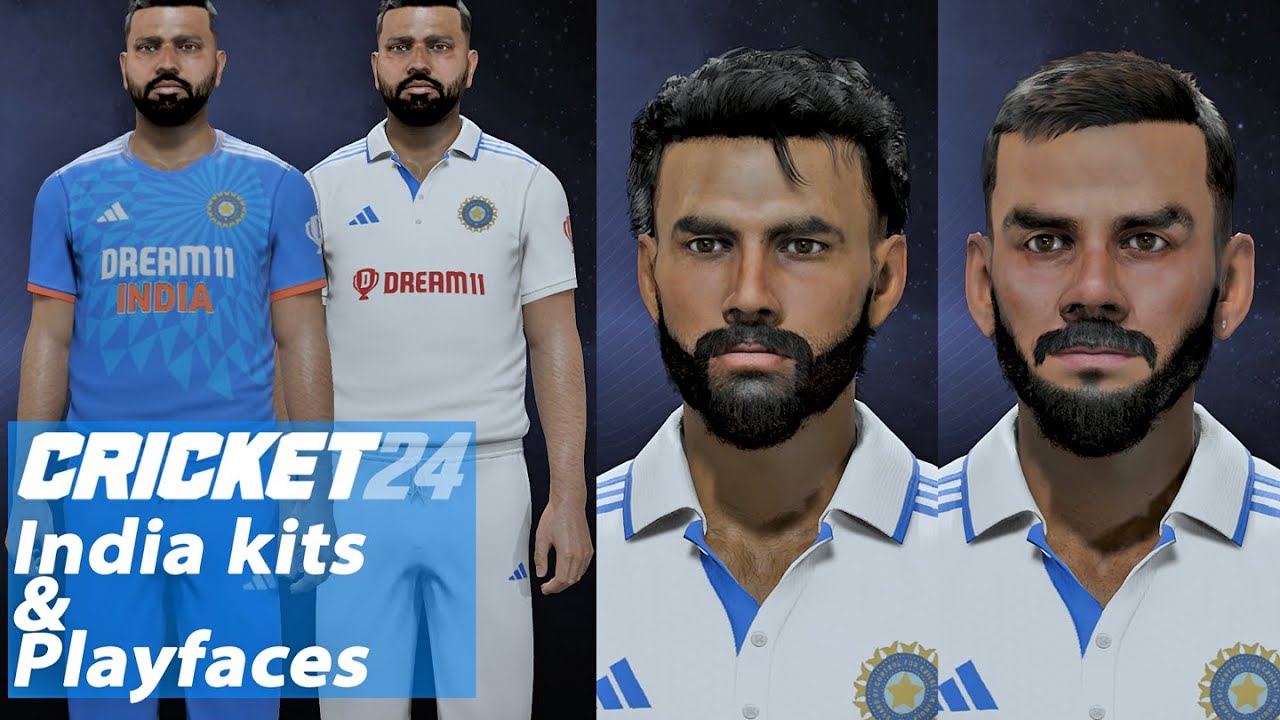 Cricket 24: India kits and playfaces - YouTube