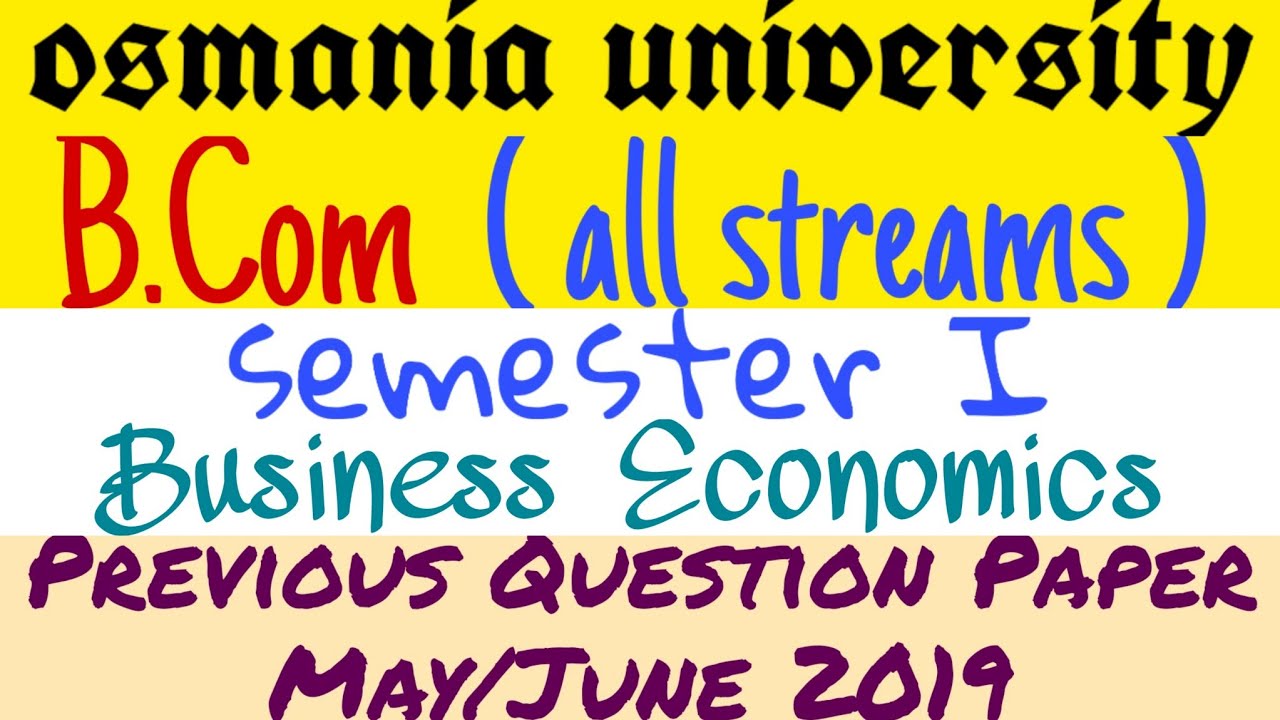 Business Economics Previous Question Paper May/June 2019 for Bcom ...