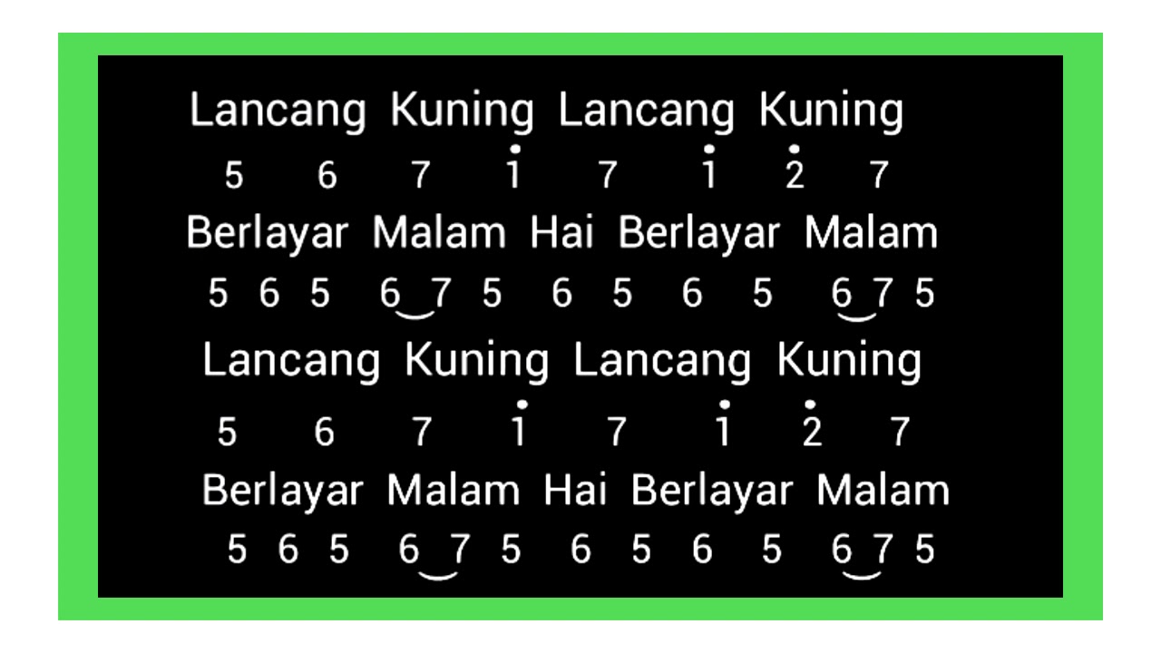 Not Angka Recorder Lagu Daerah Riau "LANCANG KUNING" - YouTube