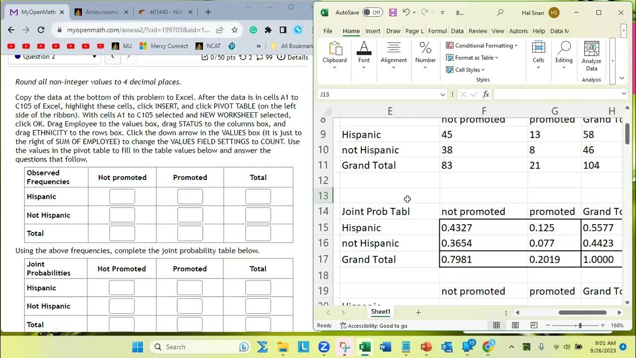 Analyzing two categorical (qualitative) variables using pivot tables - YouTube