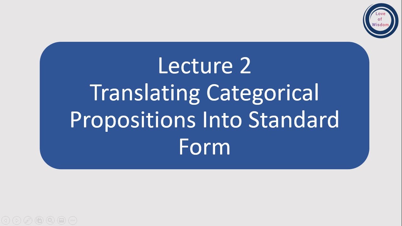 L2 Translating Categorical Propositions Into Standard Form ...