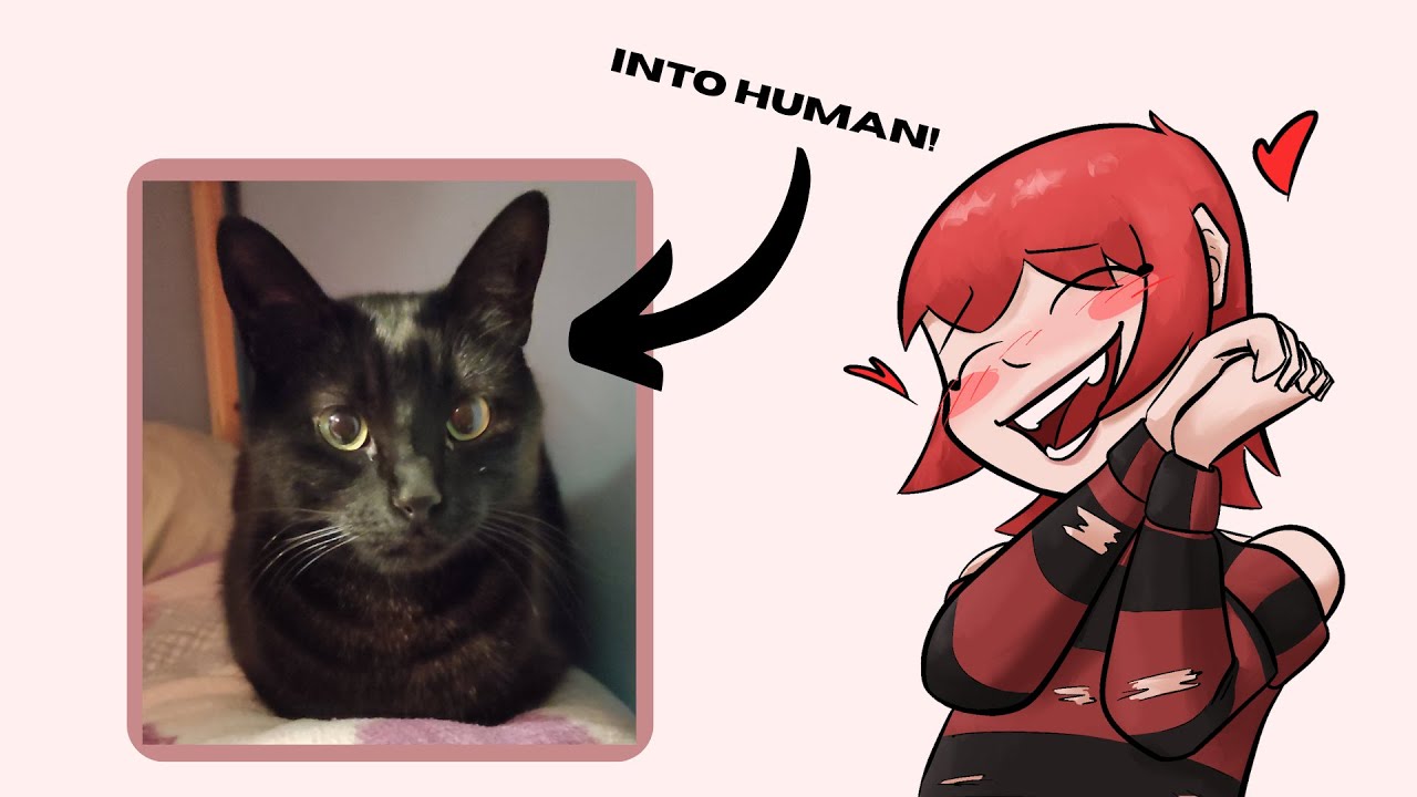 Drawing my cat as human - YouTube