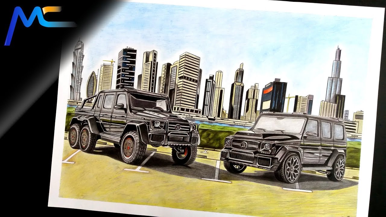 62. How to draw - Mercedes G6x6 Brabus & Mercedes G Brabus / Realistic ...