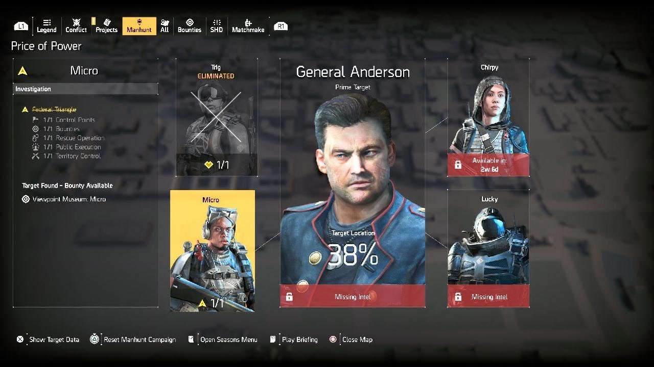 The Division 2 | Season 10 manhunt bounty #Money' | unlock MICRO and ...