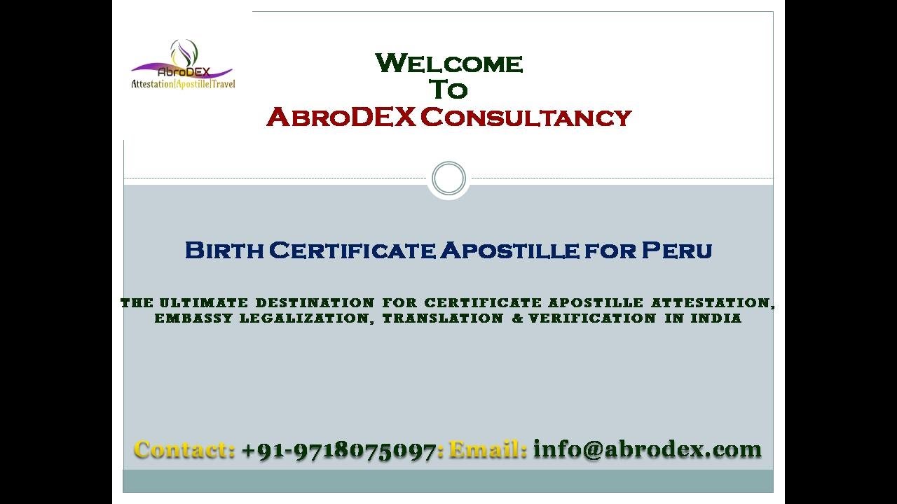 Birth Certificate Apostille for Peru - YouTube