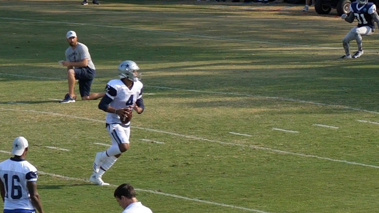 Dak Prescott in QB drills and 11vs11 at Dallas Cowboys Training Camp 8/ ...