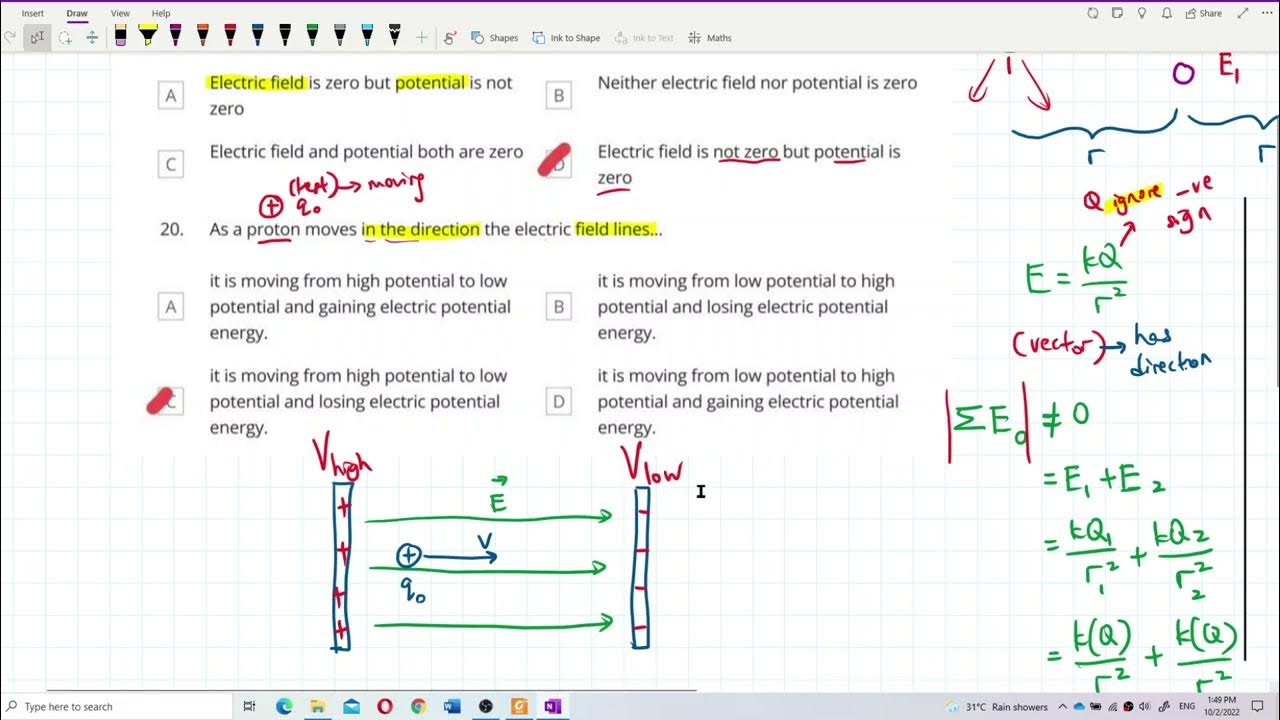 Matriculation Physics: Electric Potential and Potential Energy (Q9 ...