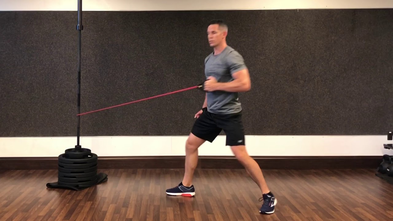 Resistance Band Split Squat to Rotation Row - YouTube