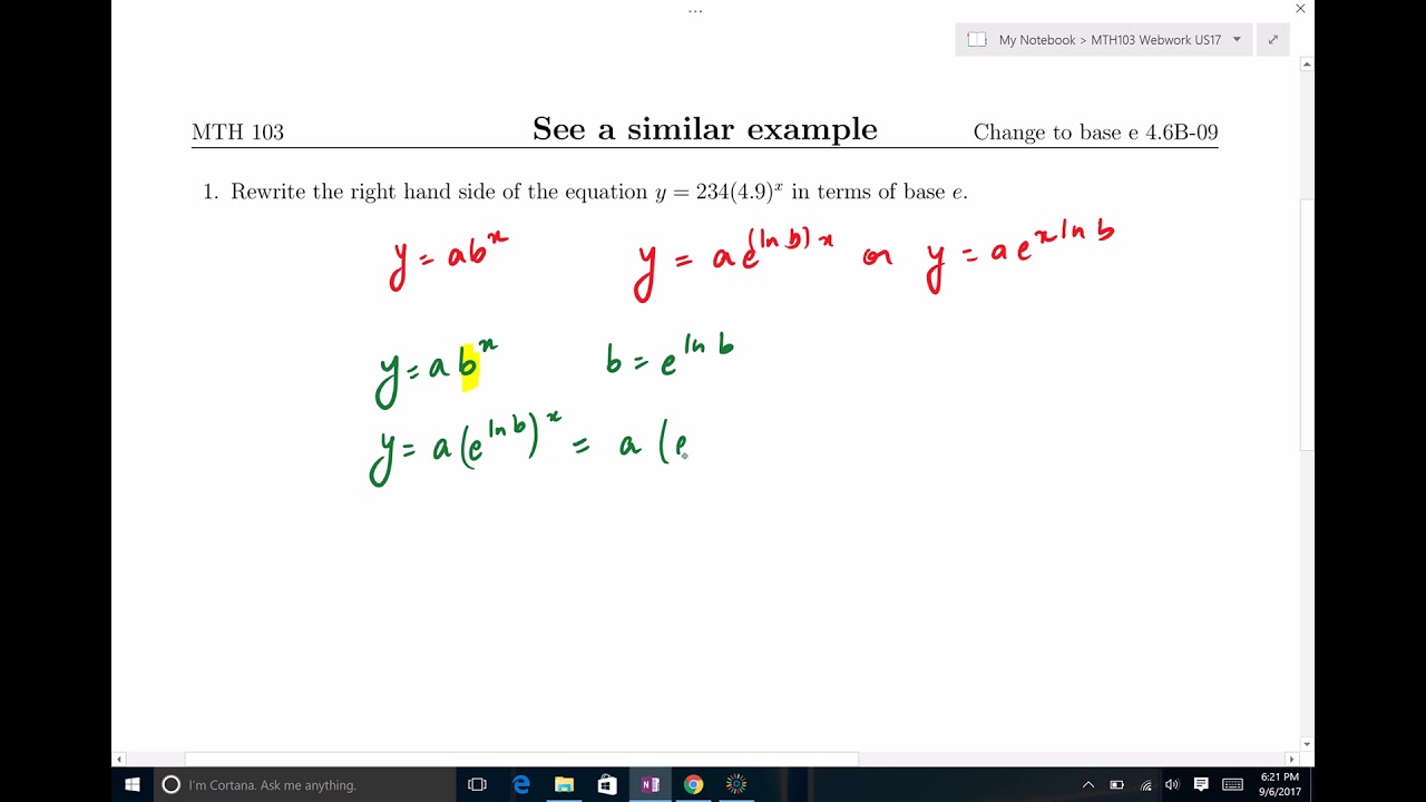 Change to base e (4.6B-09) - YouTube