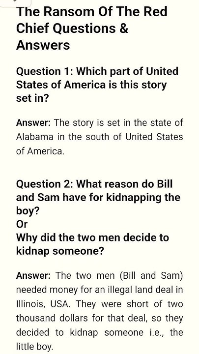 #The Ransom of Red Chief questions and answers - YouTube