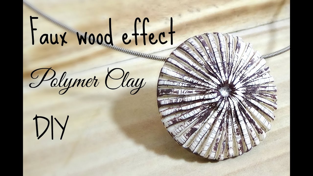 Faux wood pendent polymer clay tutorial ENGLISH - YouTube