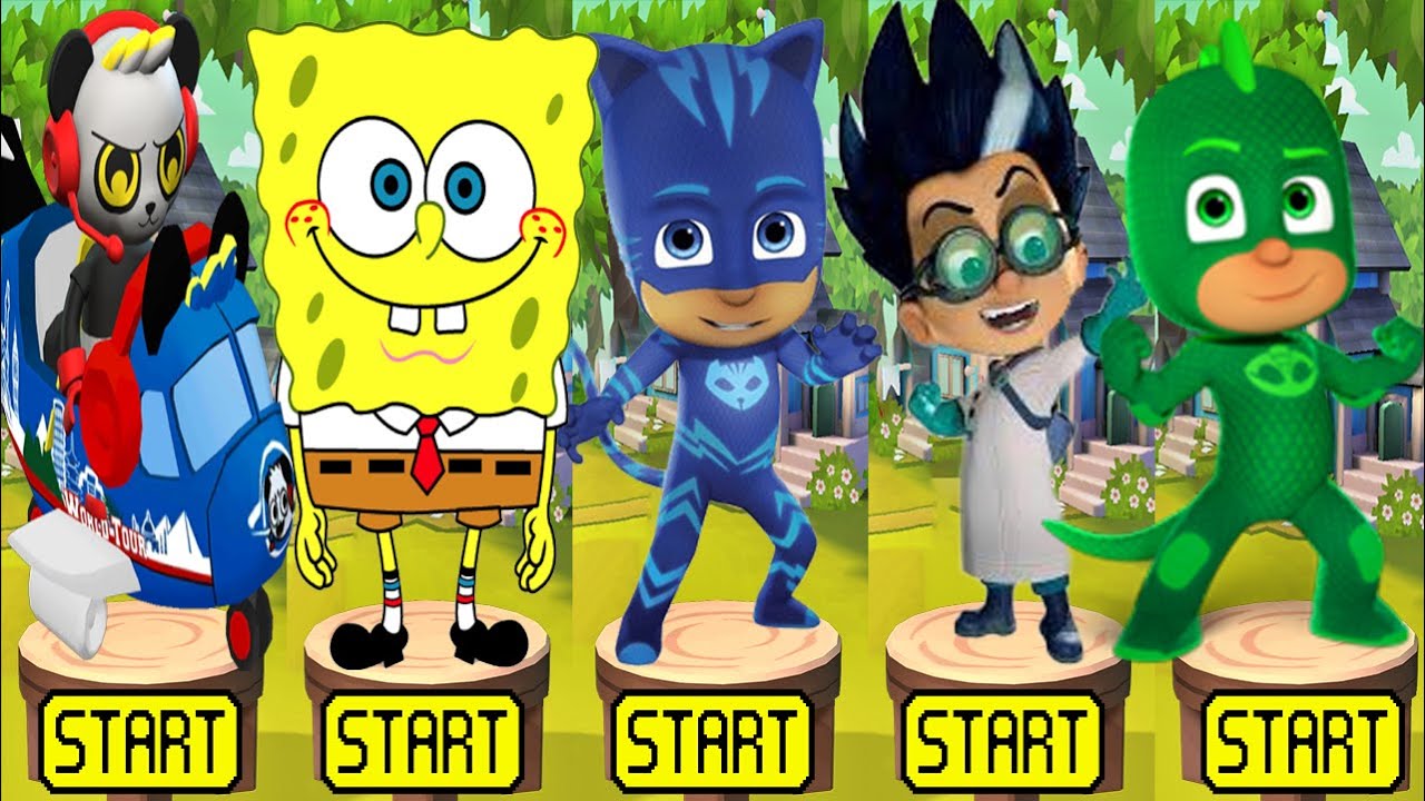 Tag with Ryan vs SpongeBob Run vs Pj Masks Heroes - Combo Panda vs ...
