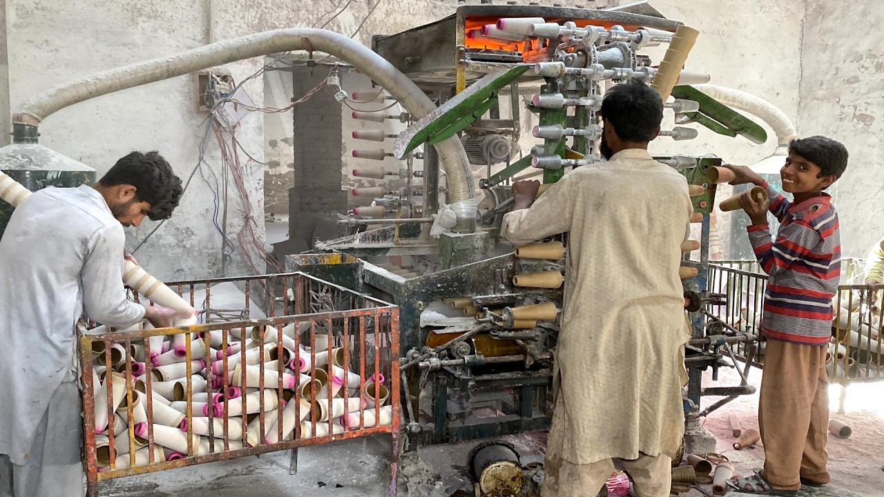 Paper Cone Made! Wonder Skills of Making Textile PAPER Cone in Factory ...