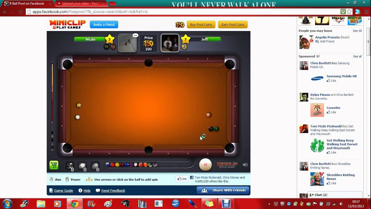Let's Play 8 Ball Pool by Miniclip On Facebook Part 8: It's all gone wrong - YouTube