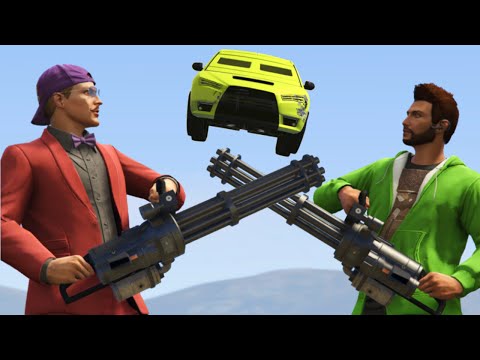 CRAZY MINIGUN DEFENSE DUEL! (GTA 5 Funny Moments)
