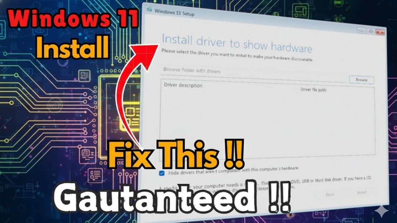Install driver to show hardware Windows 11 installation fix 💯 - YouTube