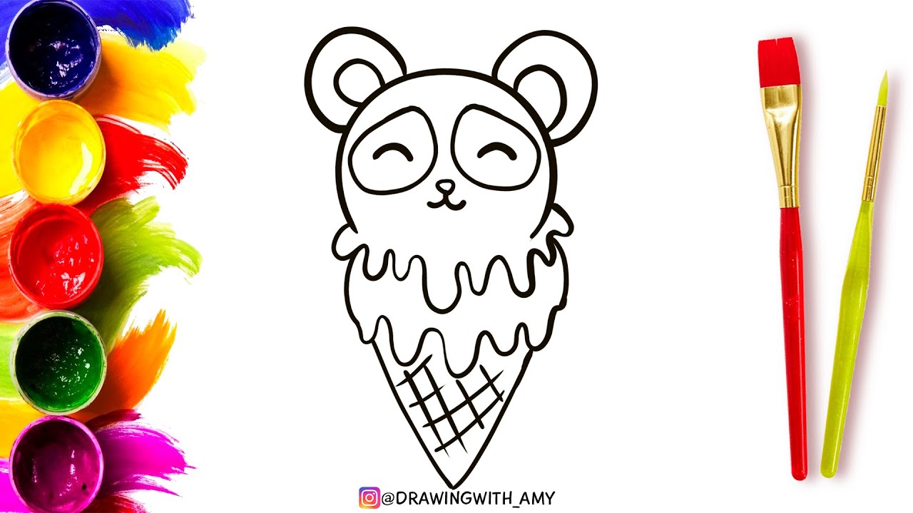 HOW TO DRAW A KAWAII PANDA ICE CREAM - YouTube